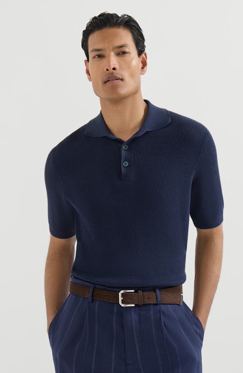 BRUNELLO CUCINELLI cotton english rib knit polo shirt